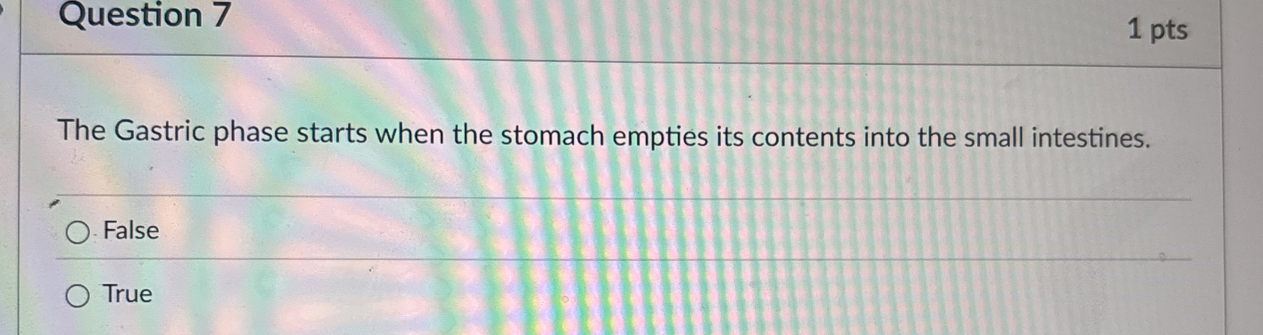 Solved Question 71 ﻿ptsThe Gastric phase starts when the | Chegg.com
