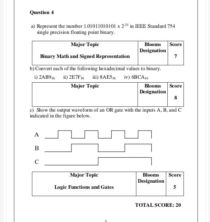 Solved a) Represent the number 1.01011010101×2−21 in IEEE | Chegg.com