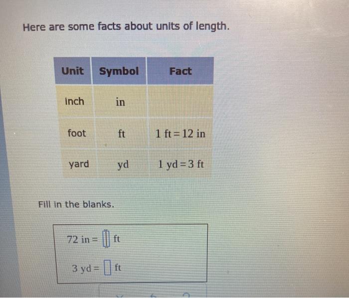 Solved Here are some facts about units of length. Unit | Chegg.com