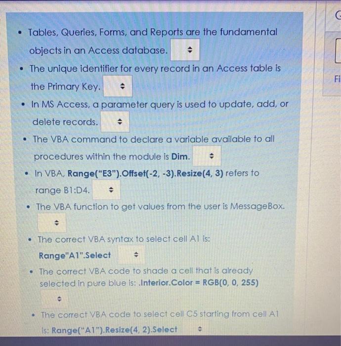 Solved G G • Tables, Queries, Forms, and Reports are the | Chegg.com