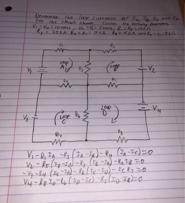 Solved Determine the loop currents of I I, Ic and to for the | Chegg.com
