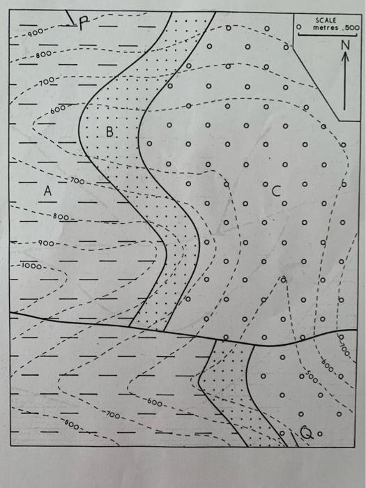 Solved Draw strike lines for the upper and lower contacts of | Chegg.com