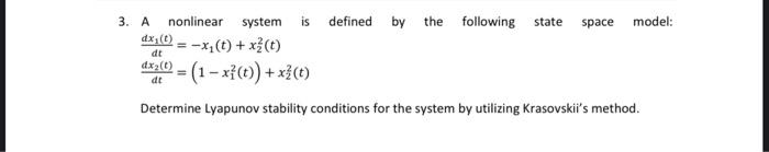 Solved defined by the following state space model: 3. A | Chegg.com