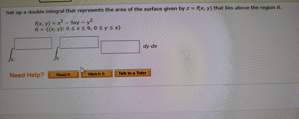 Solved Set up a double integral that represents the area of | Chegg.com
