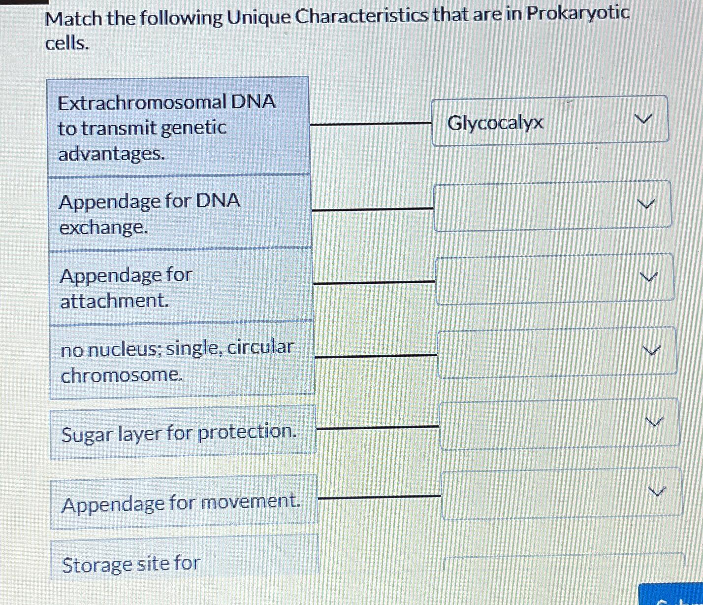 Solved Match the following Unique Characteristics that are | Chegg.com