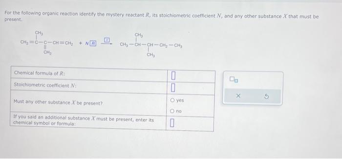 Solved for the following organic reaction identify the | Chegg.com