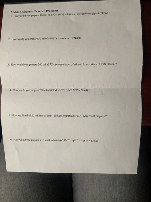 Solved Making Solutions Practice Problems: I. How would you | Chegg.com