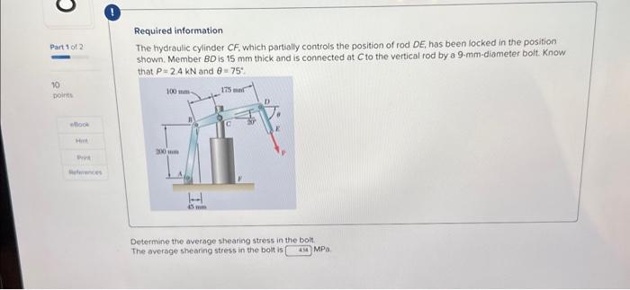 Solved Required information The hydraulic cylinder CF, which | Chegg.com