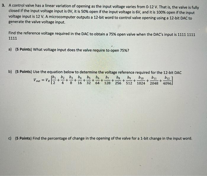 Solved A control valve has a linear variation of opening as | Chegg.com
