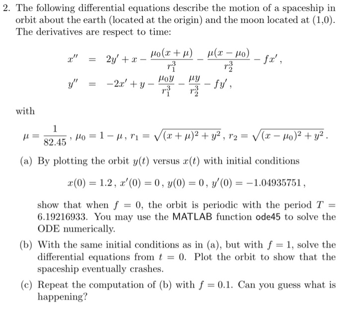 2. The following differential equations describe the | Chegg.com