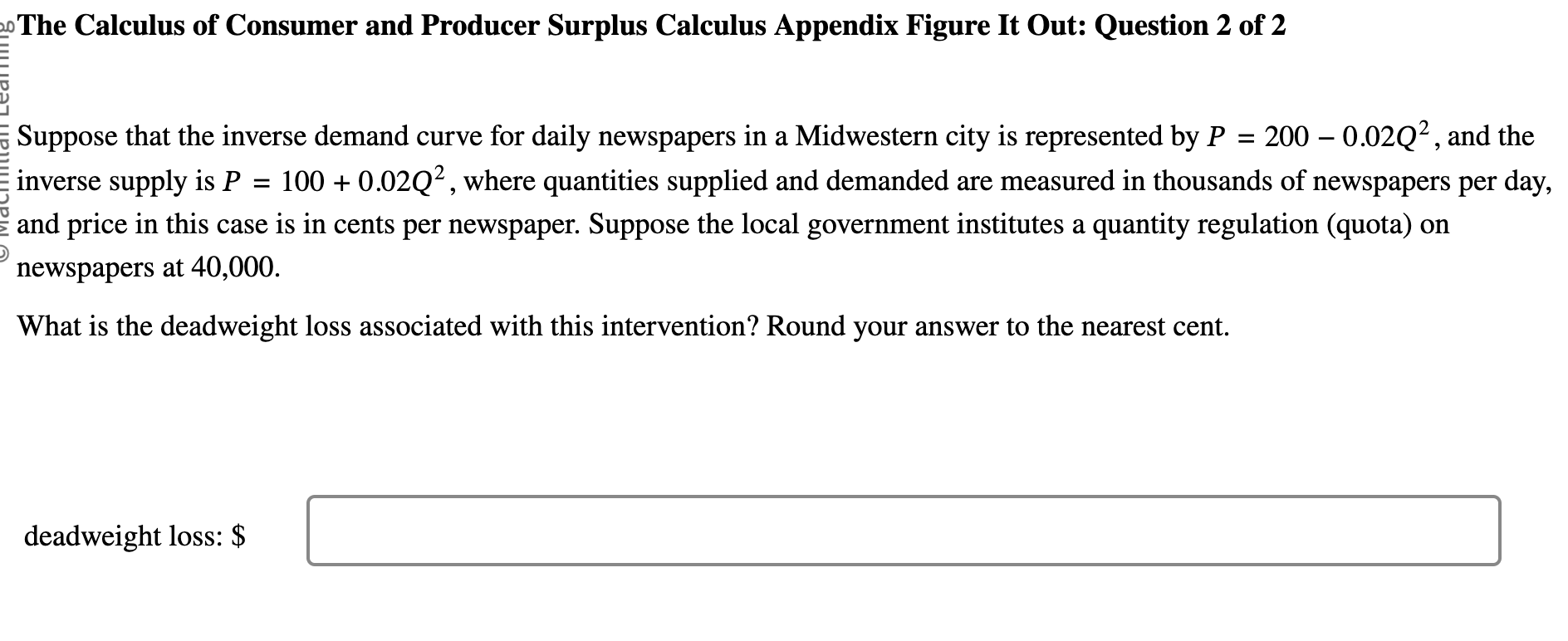 Solved Suppose that the inverse demand curve for daily | Chegg.com