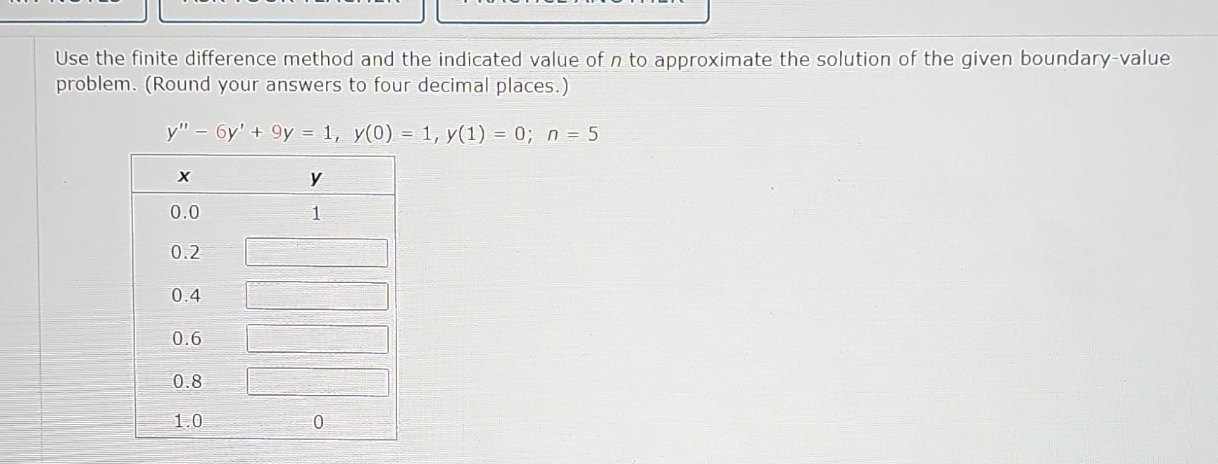Solved Use the finite difference method and the indicated | Chegg.com