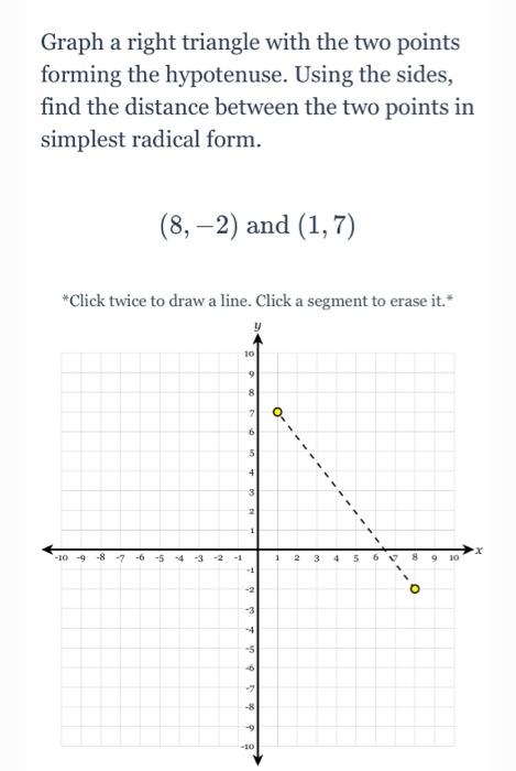 Solved Graph a right triangle with the two points forming | Chegg.com