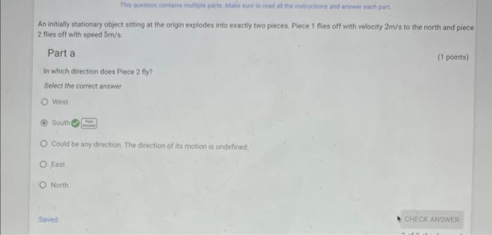 Solved An initially stationary object sitting at the origin | Chegg.com