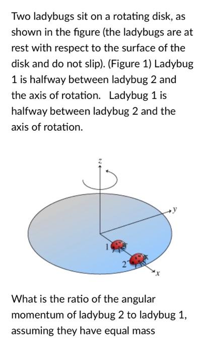 Solved Two ladybugs sit on a rotating disk, as shown in the | Chegg.com