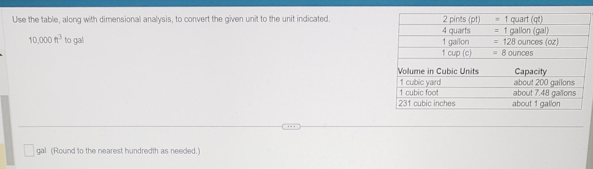 Solved Use the table, along with dimensional analysis, to | Chegg.com