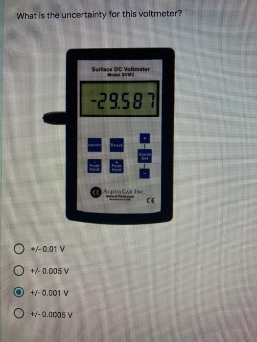 Solved What is the uncertainty for this voltmeter? Surface | Chegg.com