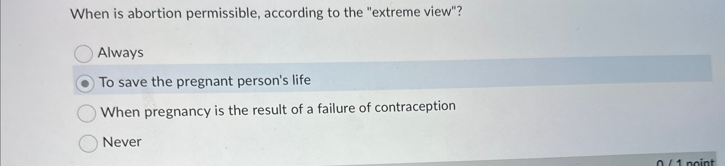 Solved When is abortion permissible, according to the | Chegg.com