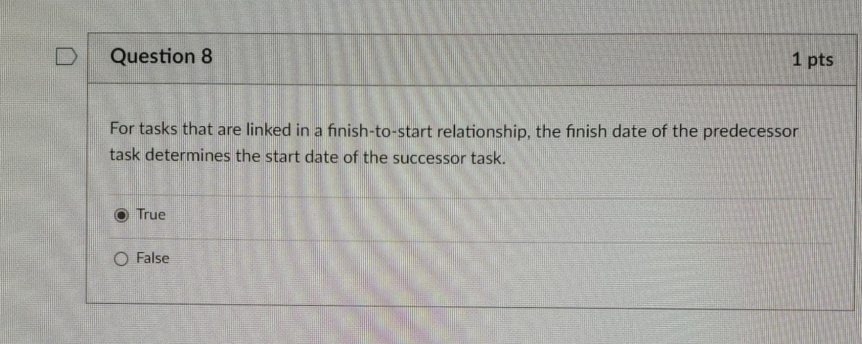 Solved Question 81 ﻿ptsFor tasks that are linked in a | Chegg.com