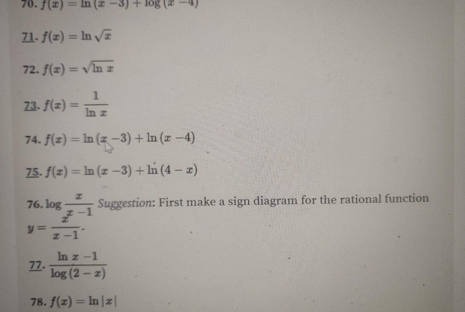 Solved Finding the domain. In Exercises 69 through 78, find | Chegg.com