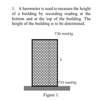 Solved 1. A barometer is used to measure the height of a | Chegg.com