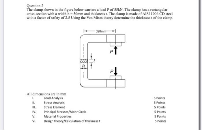 Solved Question 2 The clamp shown in the figure below | Chegg.com