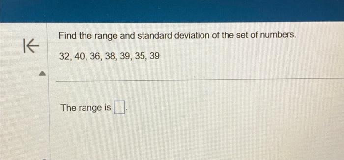 Solved Find the range and standard deviation of the set of | Chegg.com