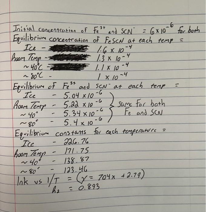 Solved calculate delta H and delta S for the equilibrium | Chegg.com