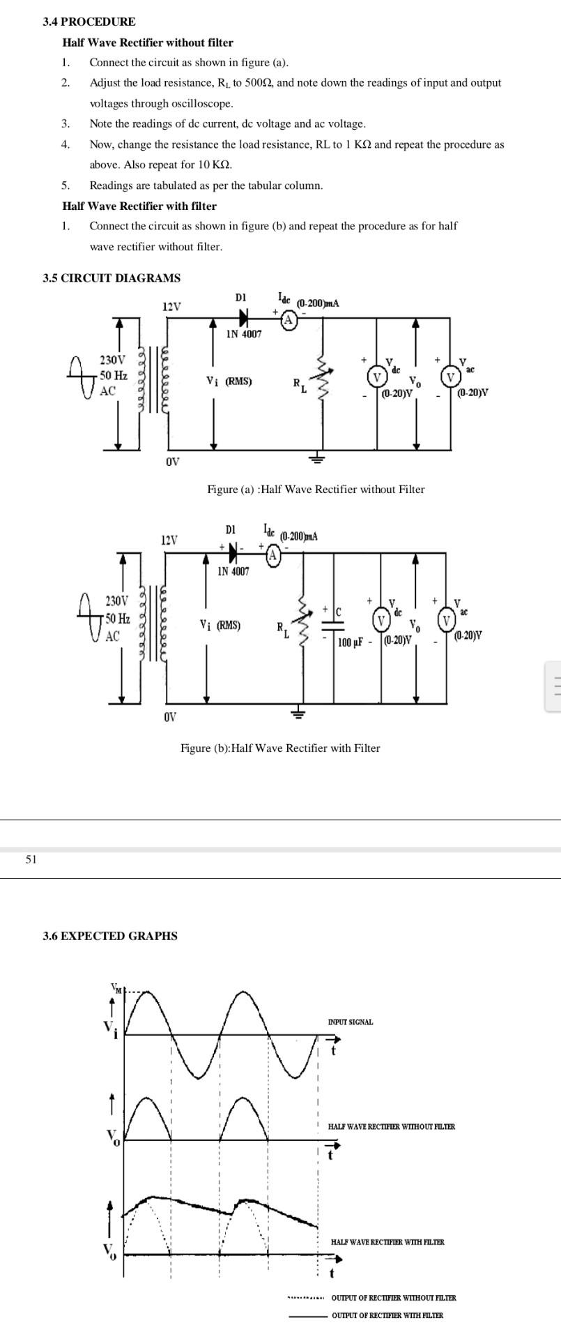 Solved 51 3.4 PROCEDURE Half Wave Rectifier without filter | Chegg.com