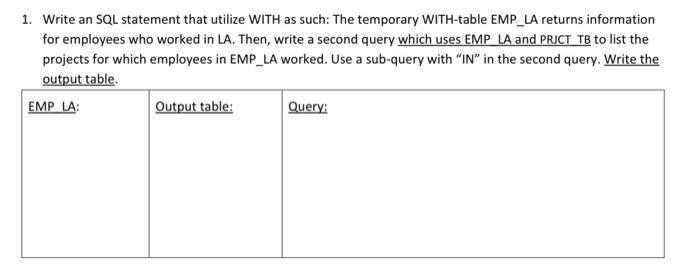 Solved Assume that a business has two tables EMP_TB and | Chegg.com
