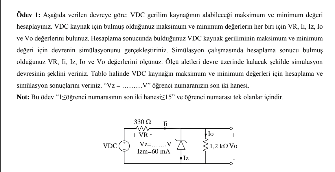 Ödev 1: Aşağıda verilen devreye göre; VDC gerilim | Chegg.com