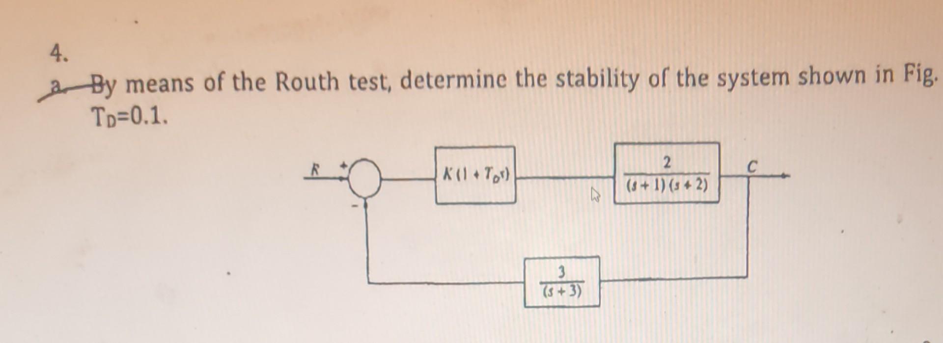 Solved 4. a By means of the Routh test, determine the | Chegg.com