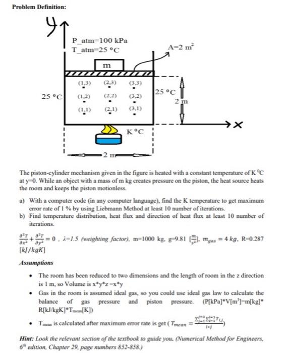 Solved Problem Definition: 9 P atm=100 kPa T_atm-25 °c A-2 m | Chegg.com