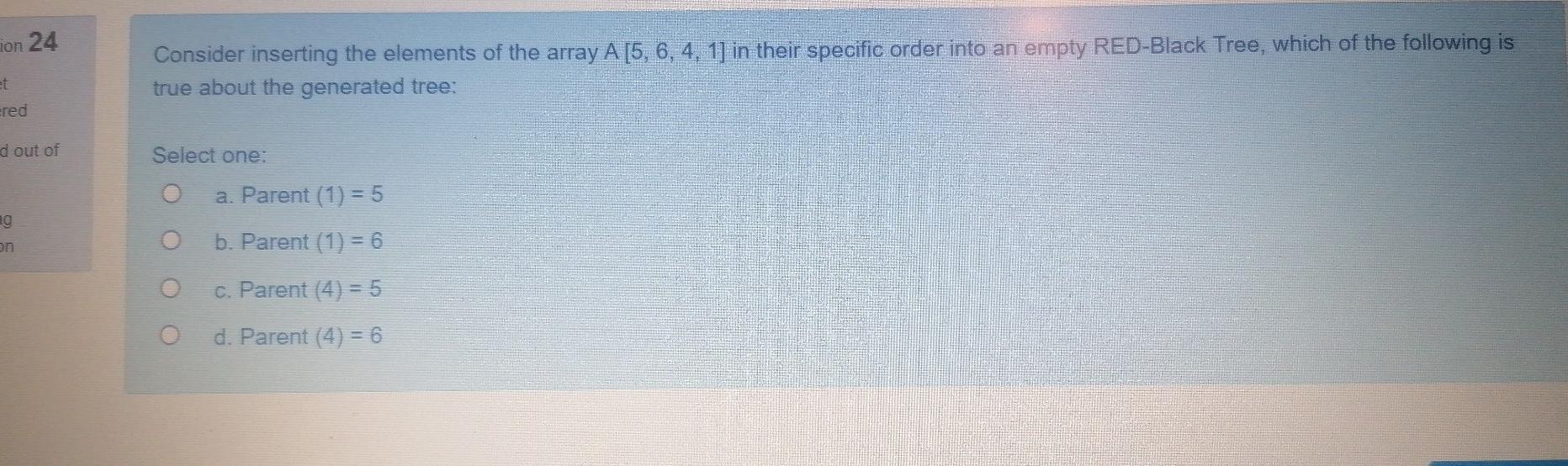 Solved ion 24 Consider inserting the elements of the array A | Chegg.com