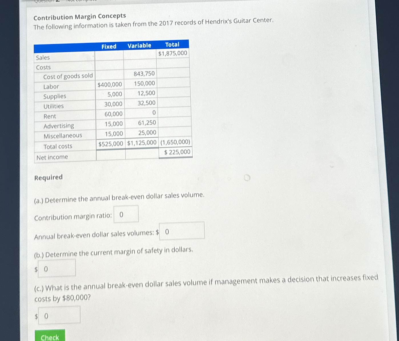 Solved Contribution Margin ConceptsThe following information | Chegg.com