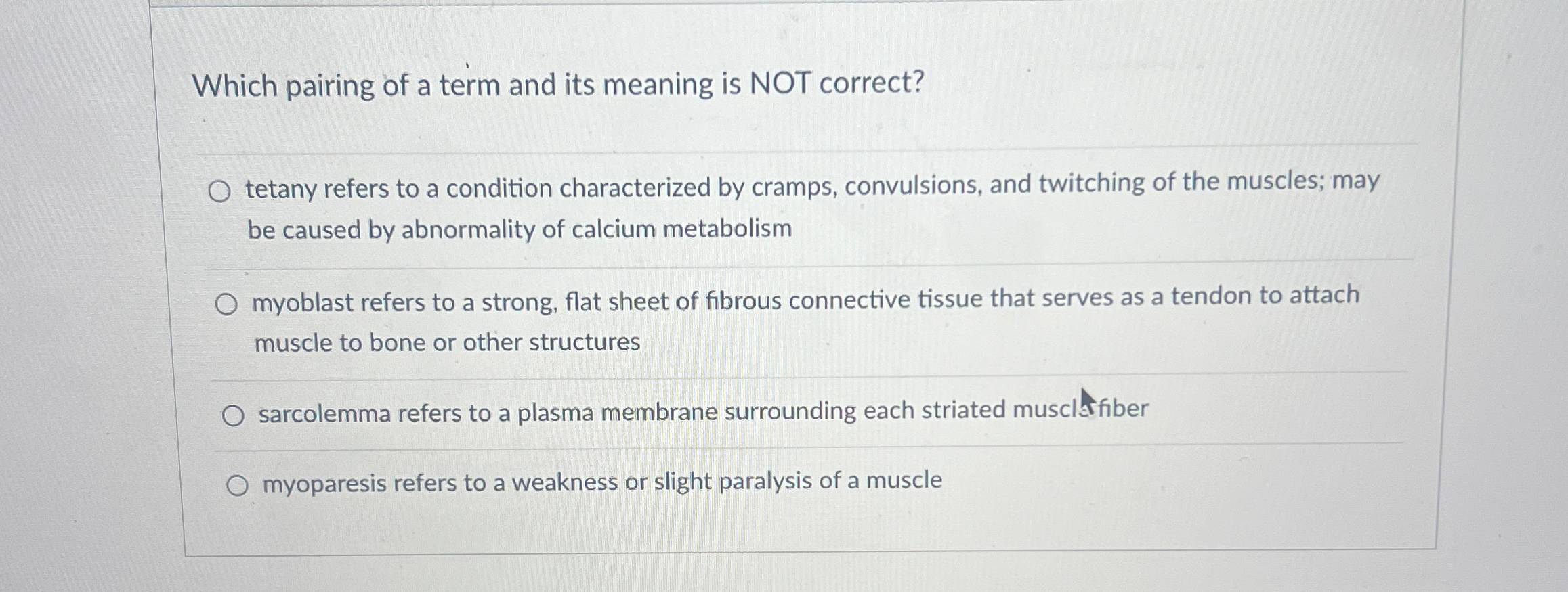 Solved Which pairing of a term and its meaning is NOT | Chegg.com