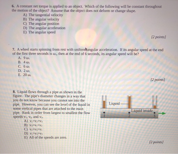 Solved 6. A constant net torque is applied to an object. | Chegg.com