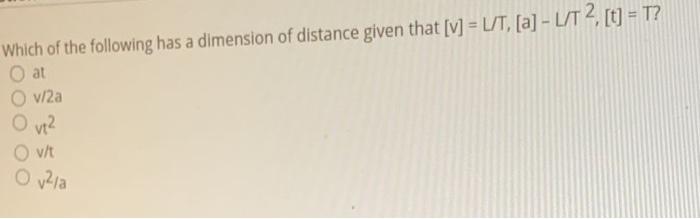 Solved Which of the following has a dimension of distance | Chegg.com