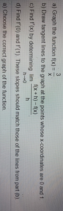Solved 3 a) Graph the function f(x) = Х b) Draw tangent | Chegg.com