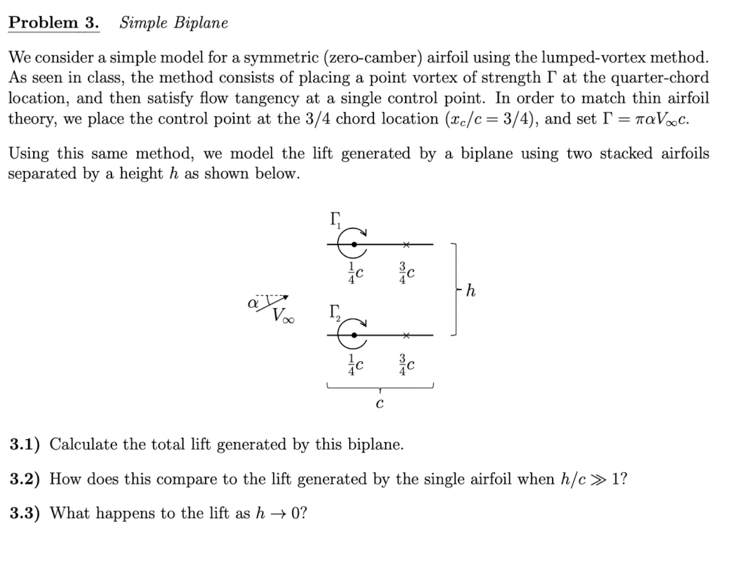 Solved Problem 3. ﻿Simple BiplaneWe consider a simple model | Chegg.com