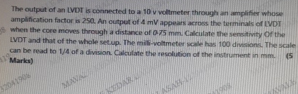 Solved The output of an LVDT is connected to a 10v | Chegg.com
