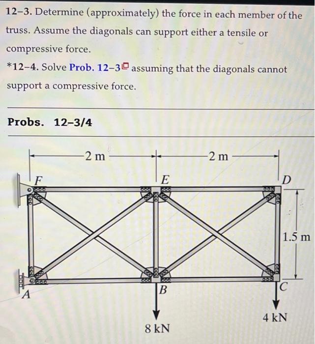 Solved 12-3. Determine (approximately) the force in each | Chegg.com