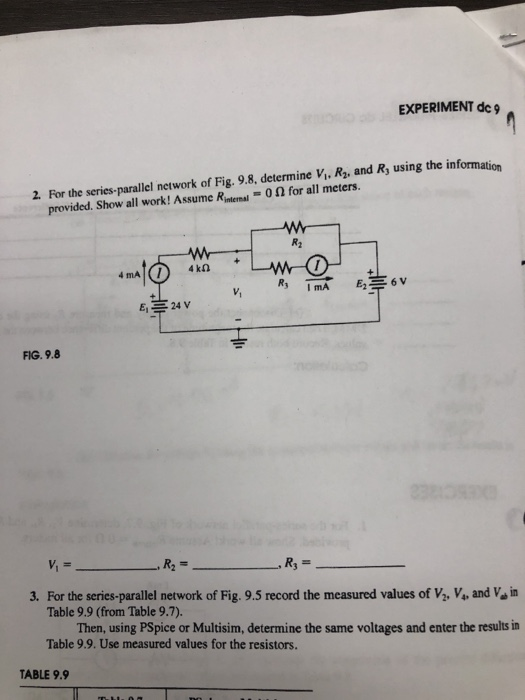 Solved 1. For the series-parallel network of Fig. 9.7, | Chegg.com