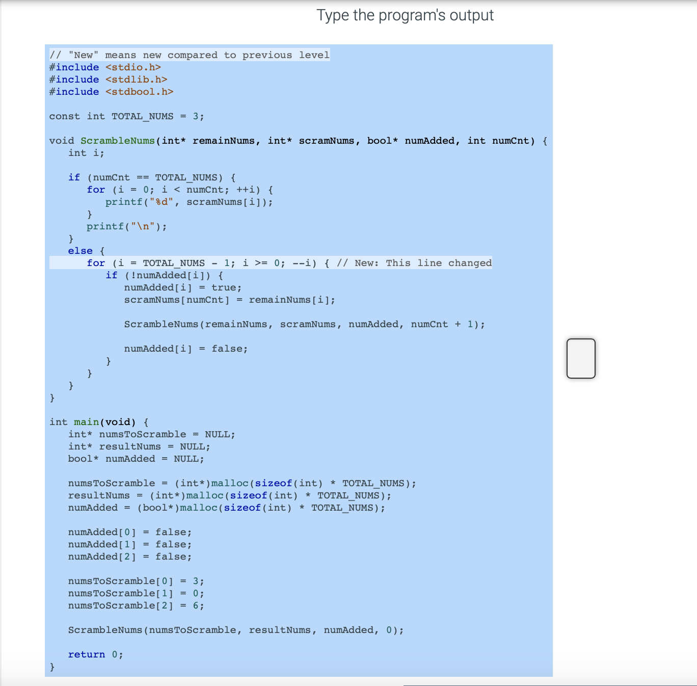 Solved Type the program's output// ﻿"New" means new compared | Chegg.com