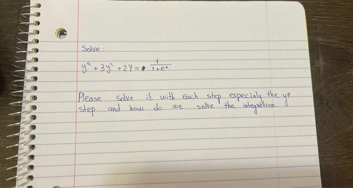 Solved y′′+3y′+2y=1+ex1 Please solve it with each step | Chegg.com