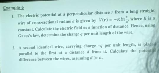 Solved 1. The electric potential at a perpendicular distance | Chegg.com