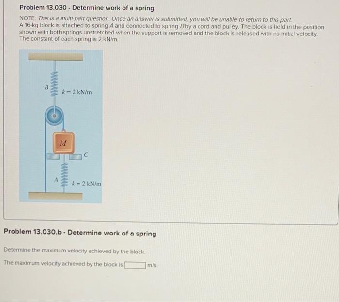 Solved Problem 13.030- Determine work of a spring NOTE: This | Chegg.com