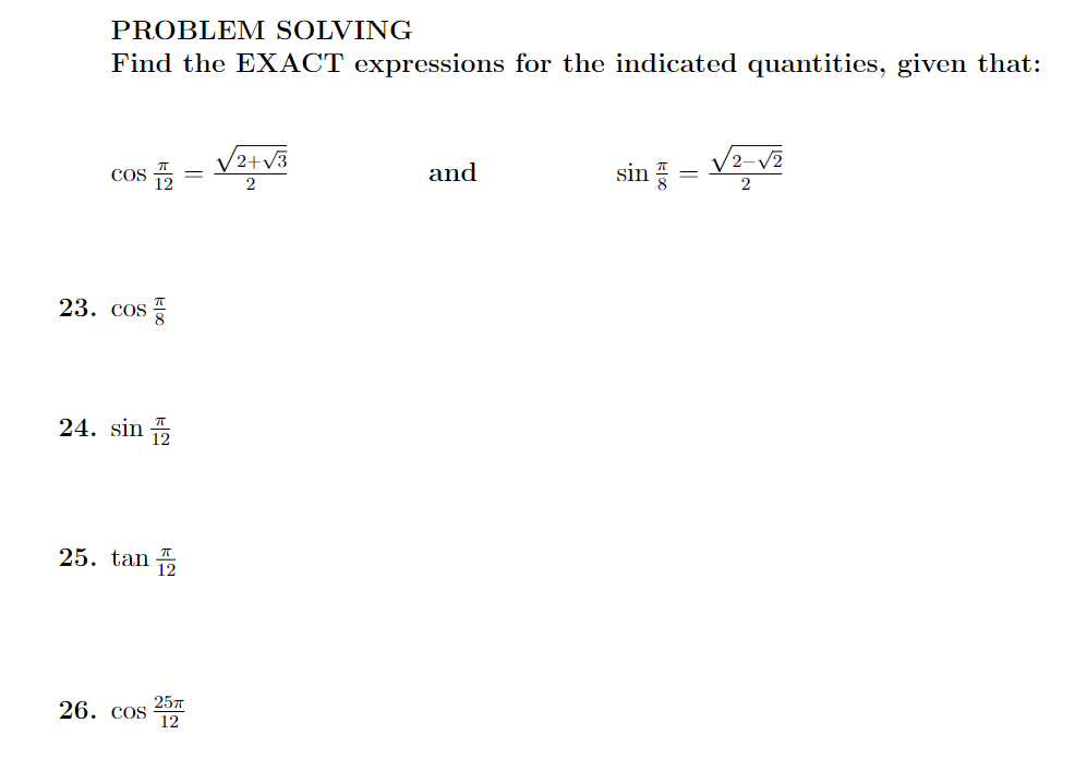 Solved PROBLEM SOLVINGFind the EXACT expressions for the | Chegg.com