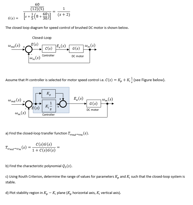 Solved G(s)=1(s+2)The closed loop diagram for speed control | Chegg.com