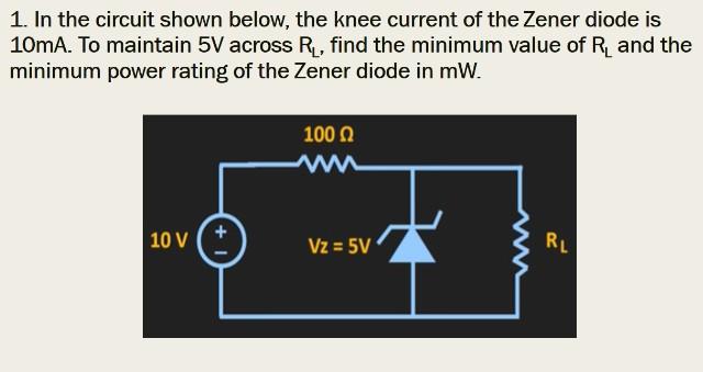 Solved 1. In the circuit shown below, the knee current of | Chegg.com